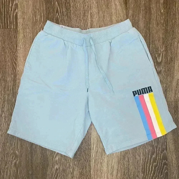 Puma | Shorts | Mens Puma Light Blue Celebration Sweat Shorts L | Poshmark